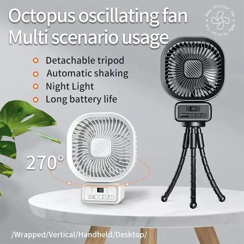 2024-New-5000mAh-Octopus-Fan-Rechargeable-270-Oscillating-Fan-Portable ...