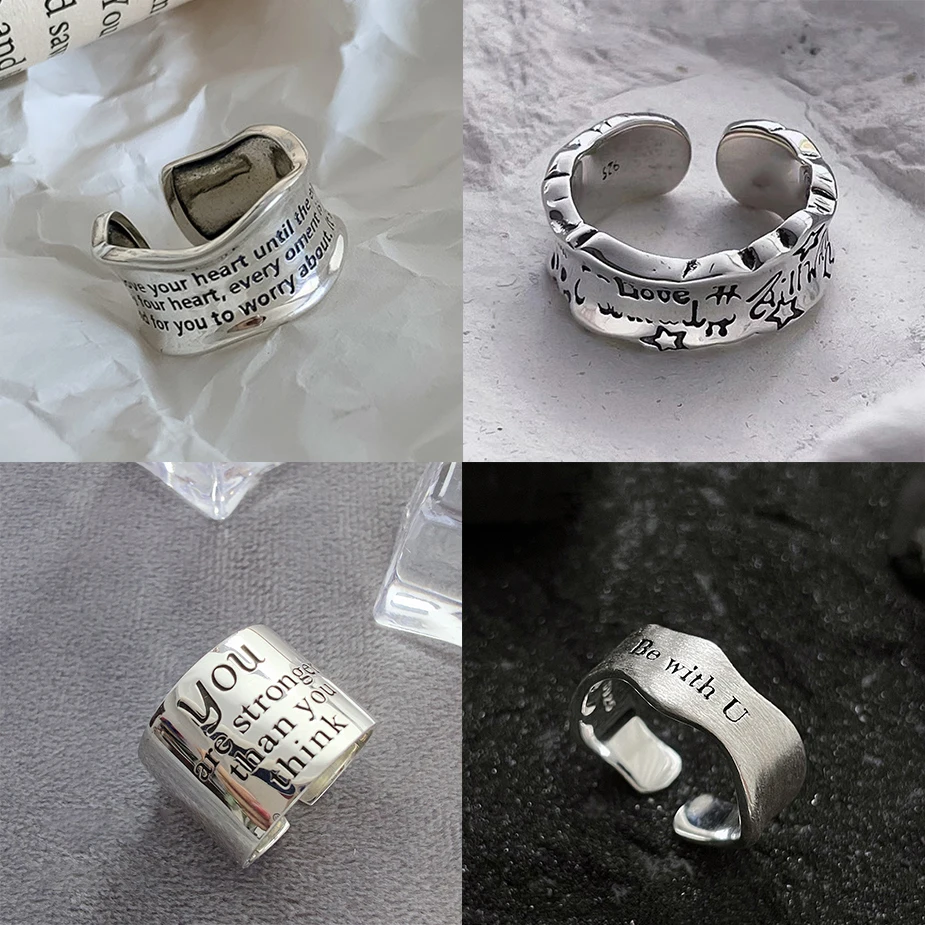 New-Fashion-Silver-Color-Open-Finger-Ring-Letters-Words-Wish-Wide-Punk ...