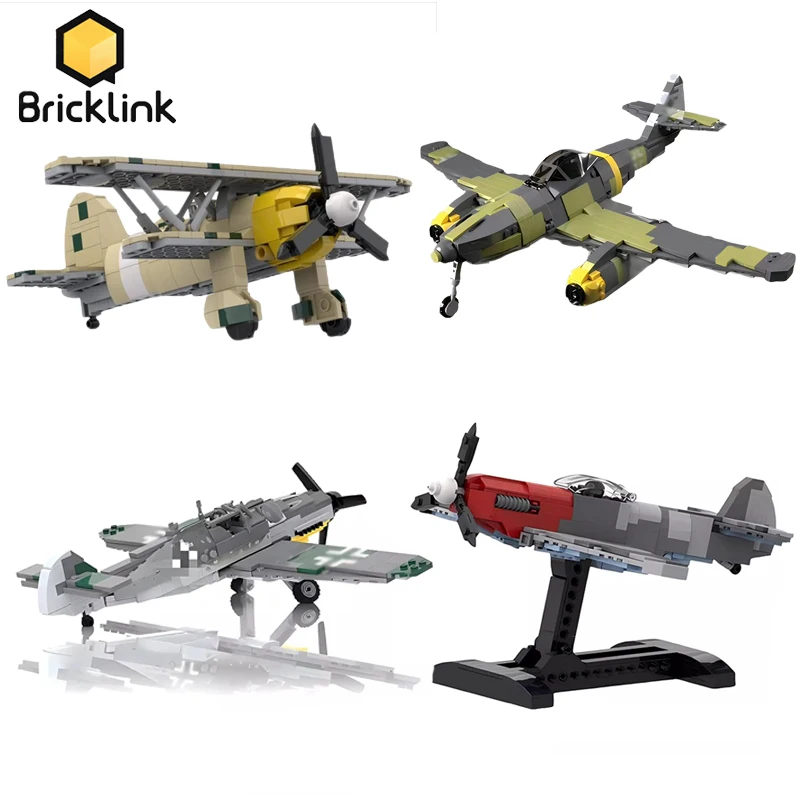 Bricklink WW2 군용 비행기 Messerschmitt BF109 ME262 Yak-3 전투기 Fiat CR.42 ...