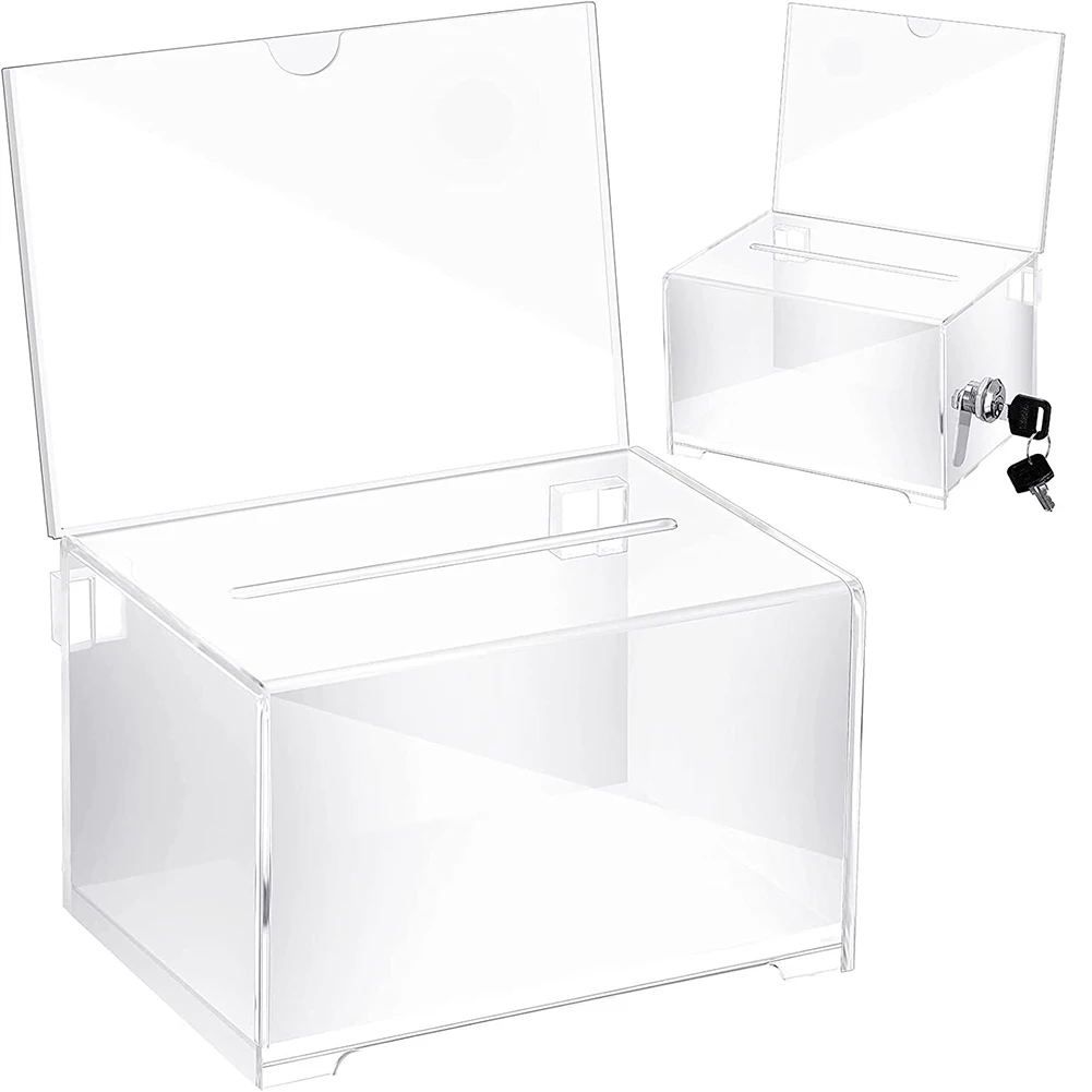 Acrylic-Donation-Box-with-Slot-Raffle-Ticket-Container-with-Lock-and ...