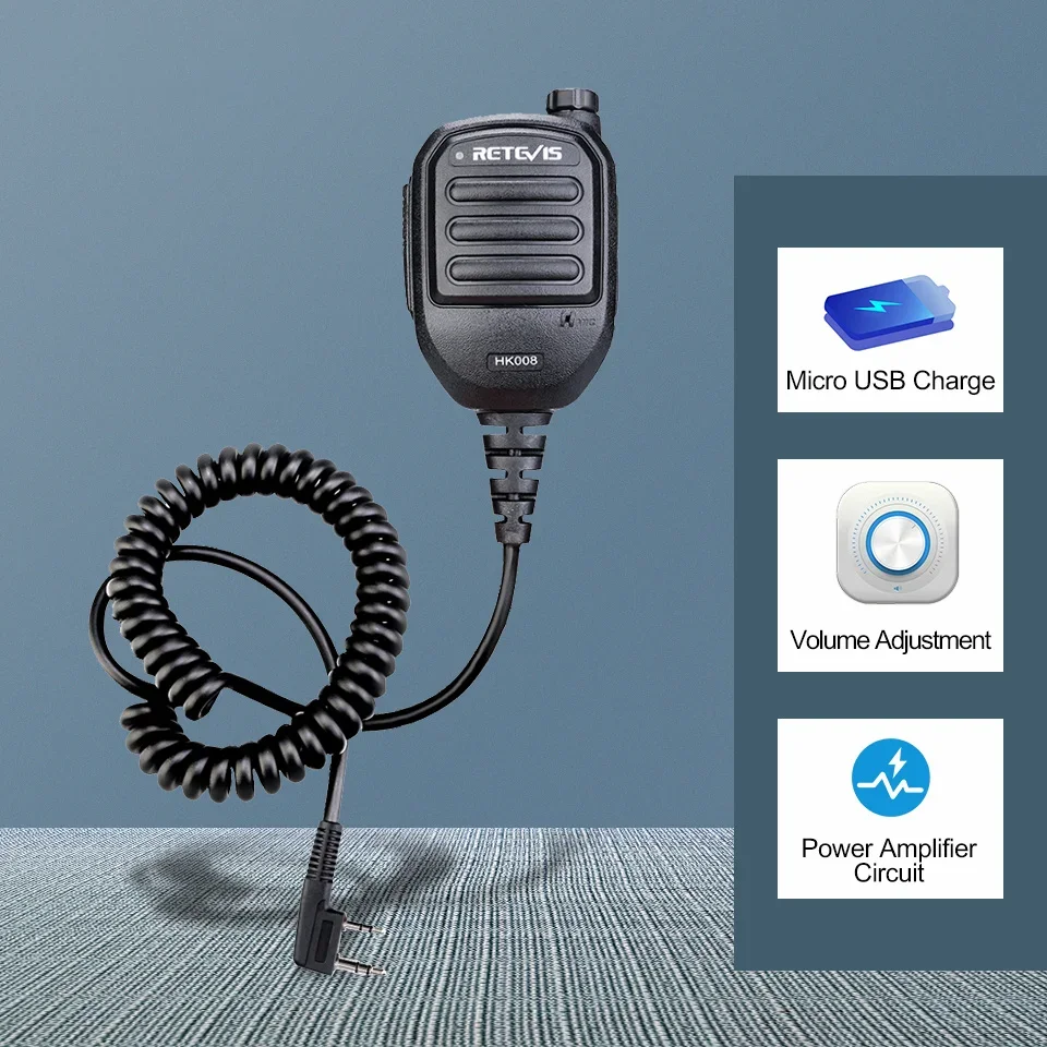 2Pin-Rechargeable-Microphone-Mic-Speaker-Volume-PTT-Tangent-For-Baofeng ...