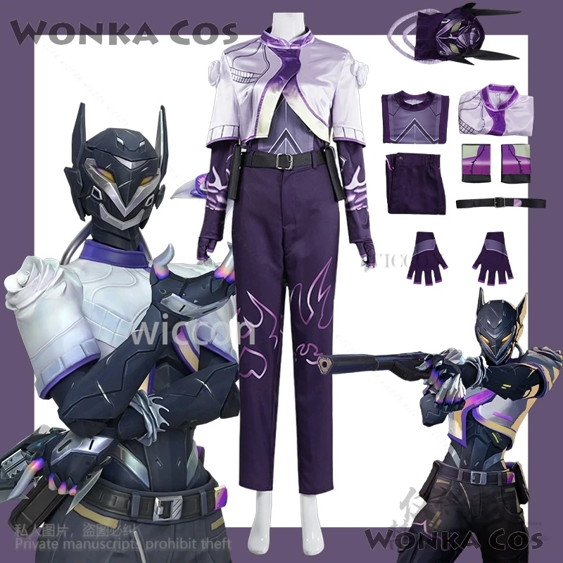 Game Valorant Anime Costume Mask Headgear Vyse Cosplay Jumpsuit Gloves ...