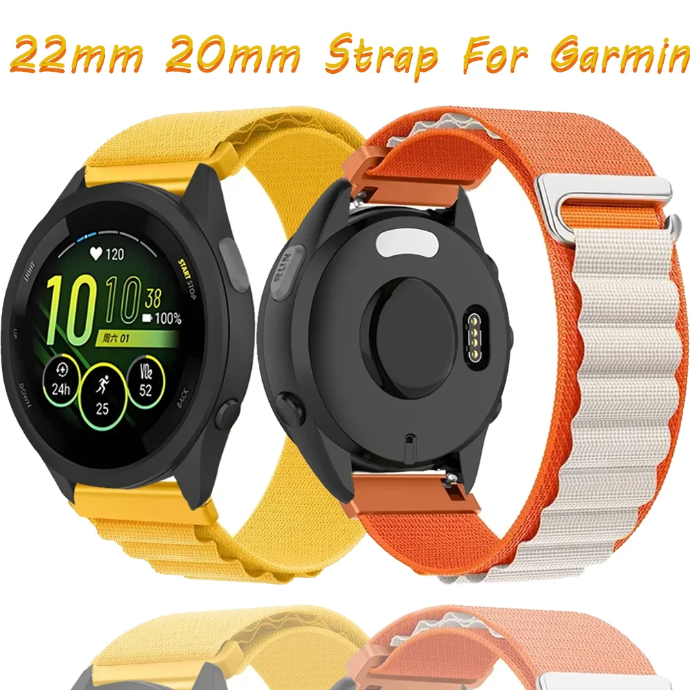 22mm 20mm Nylon Strap For Garmin Forerunner 165 55 265 965 Alpine Loop ...