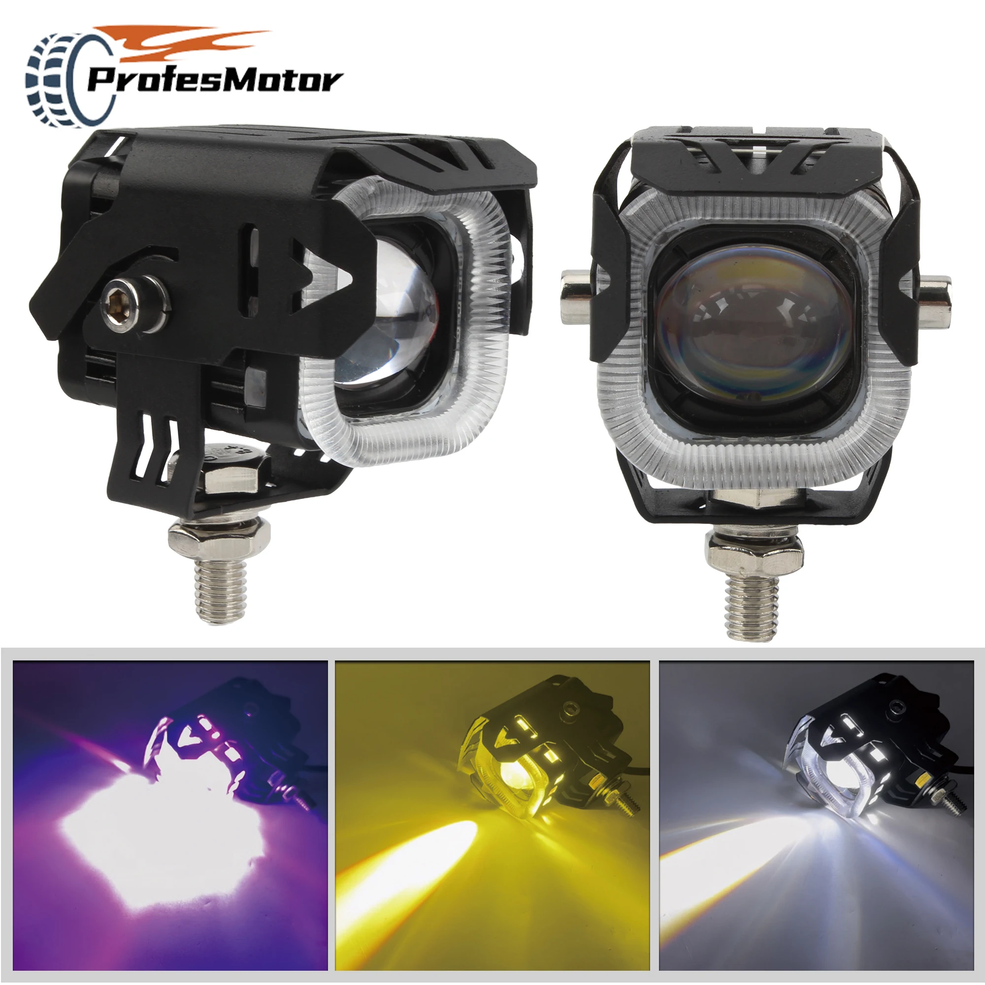 ATV UTV Motorcycle LED Spotlight Headlight Running LightsHi/Low Beam ...