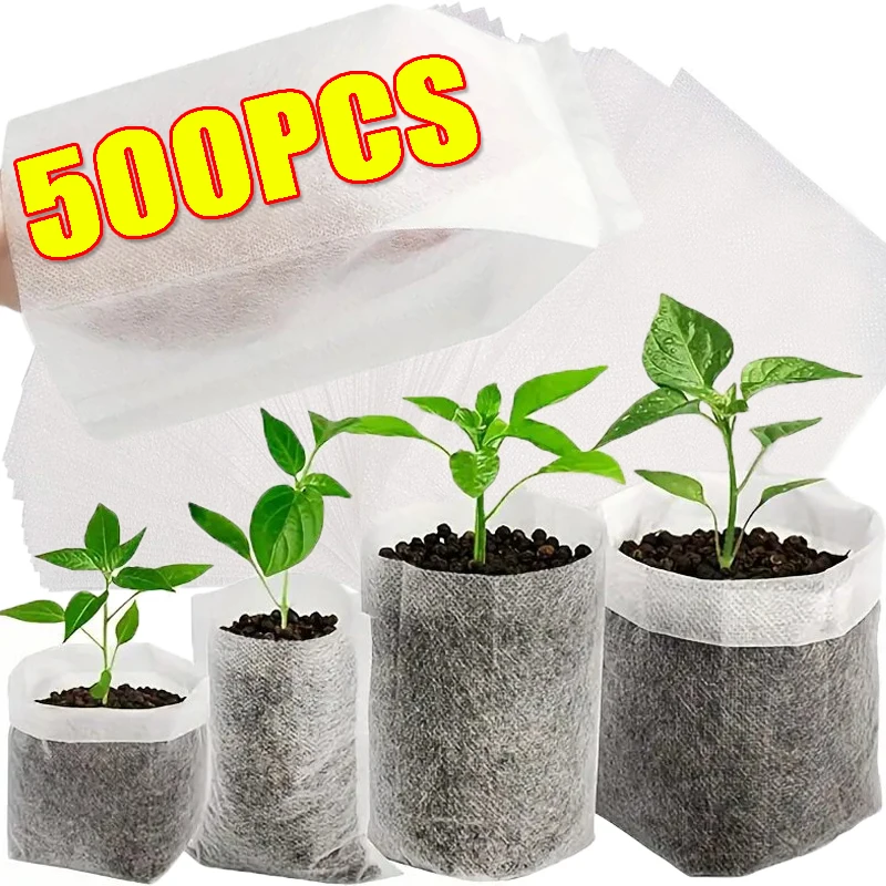 500/100PCS Fabric Seedling Pots Biodegradable Grow Bags for Indoor and ...