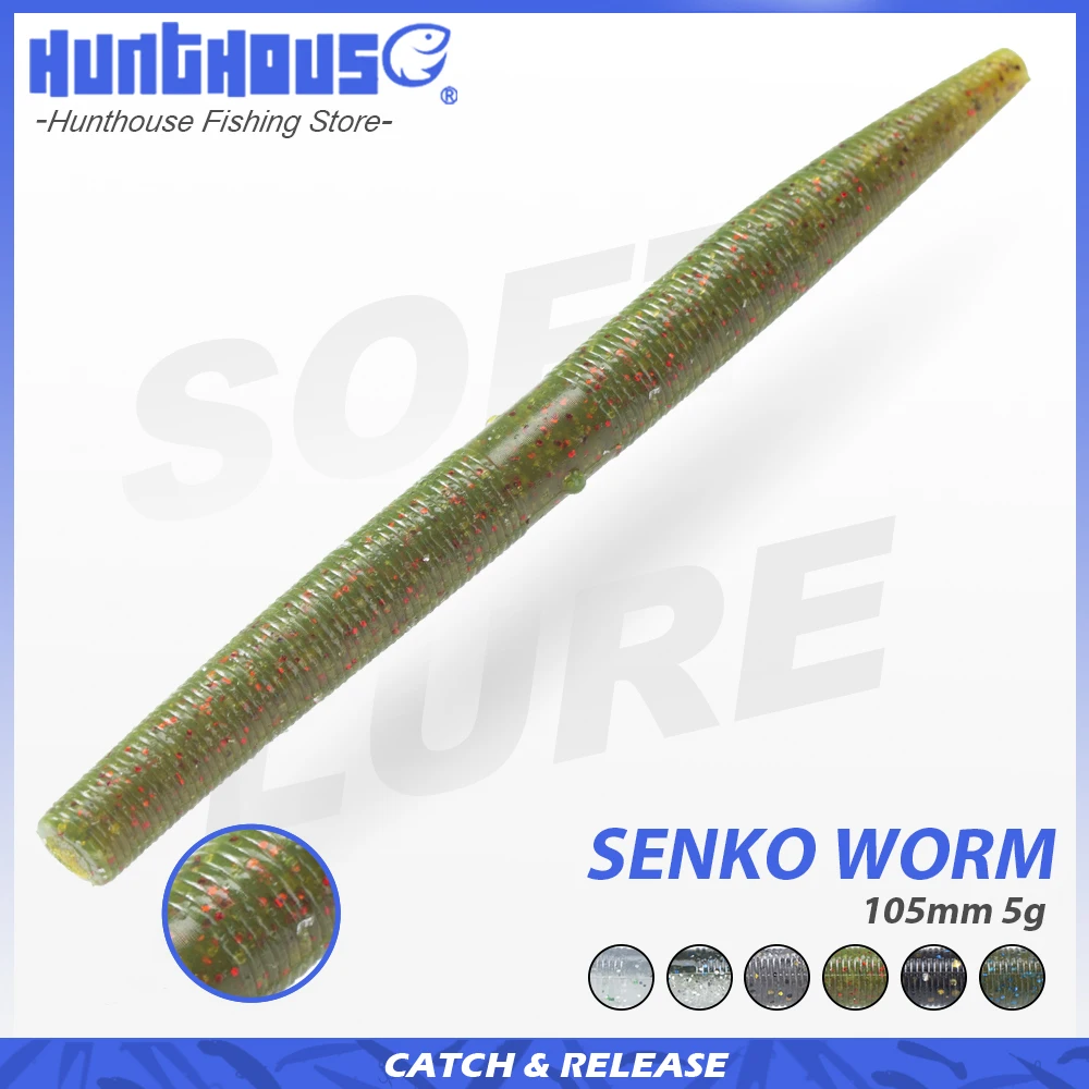 Hunthouse-10Pcs-Bag-Senko-Worm-Soft-Fishing-Lure-105mm-5g-Plastic ...