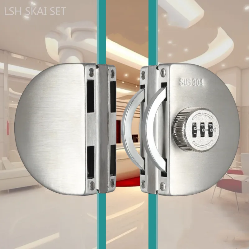 No-Punch-3-Digital-Code-Glass-Door-Lock-Office-Keyless-Glass-Lock ...