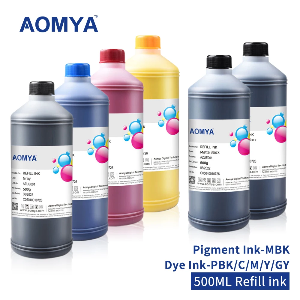 Aomya Dye ink PBK,C,M,Y,GY + Pigment ink MBK Compatible for HP 72 ...