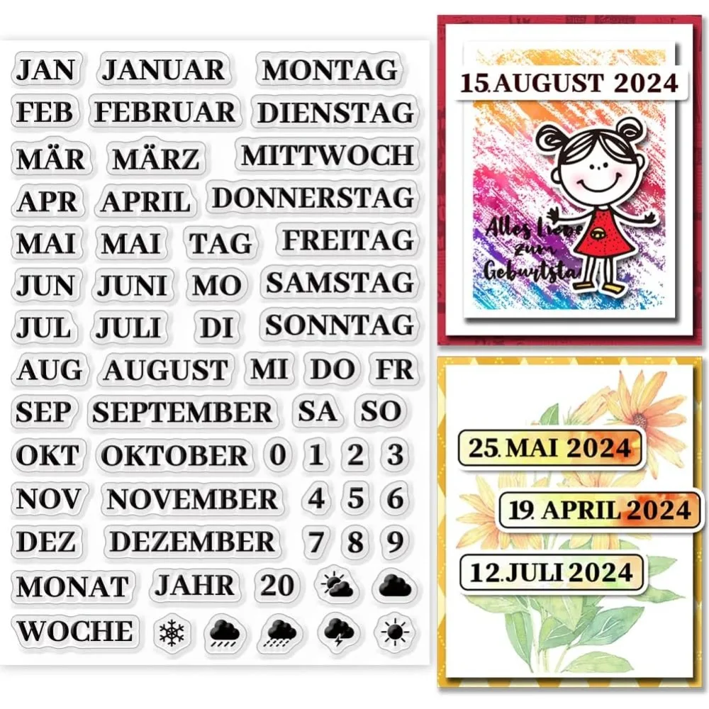 German Calendar Clear Stamps Birthday Stamp for DIY Scrapbooking ...