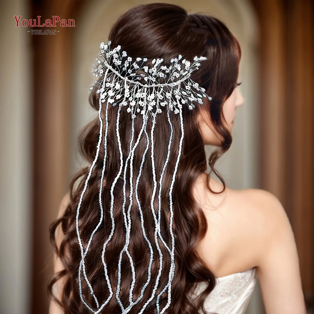 YouLaPan-Bridal-Beaded-Tassel-Chain-Hair-Piece-Sparkling-Crystal ...