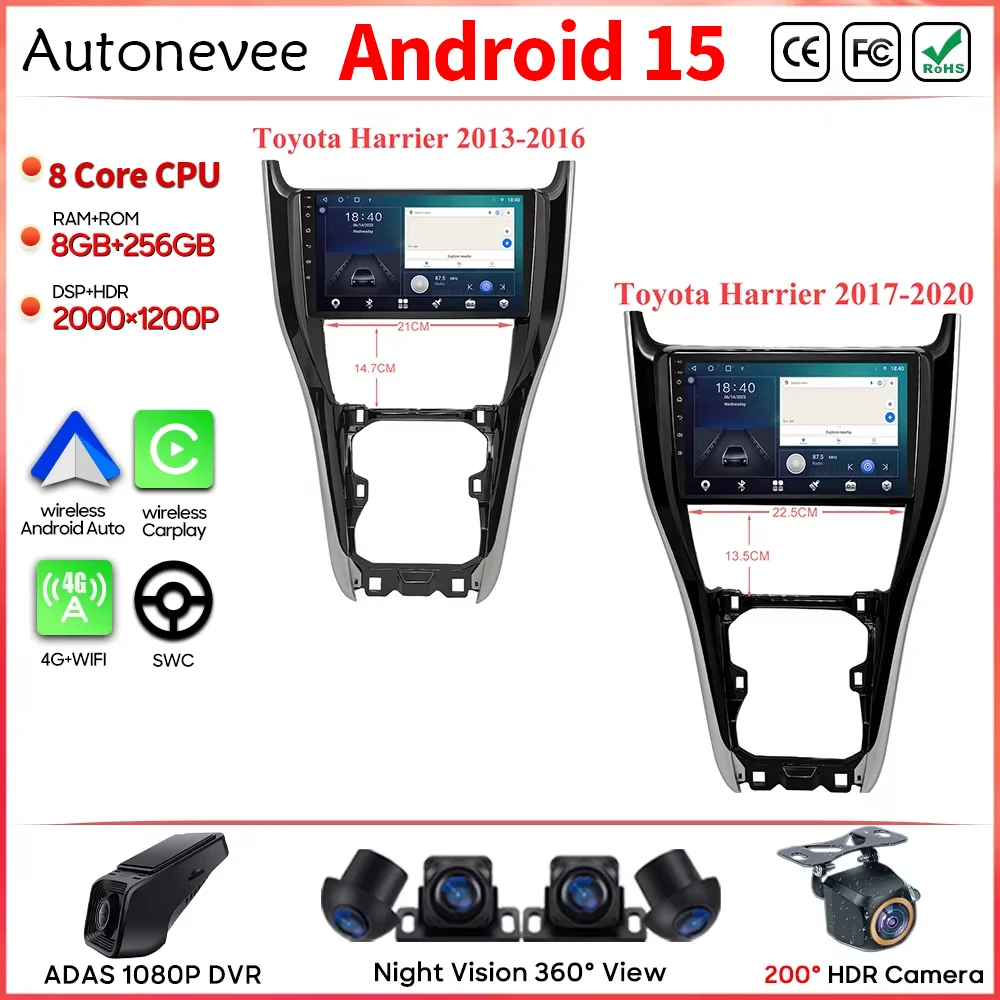 Android Car For Toyota Harrier XU60 2013-2020 Car Stereo Unit ...