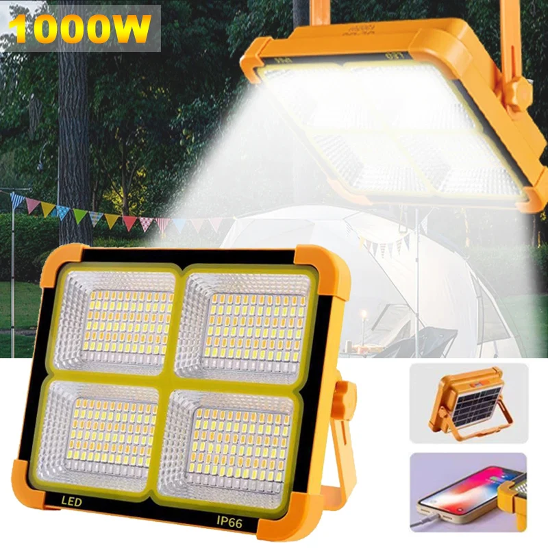 100W-1000W-Solar-Camping-Light-Outdoor-Portable-Floodlight-Rechargeable ...