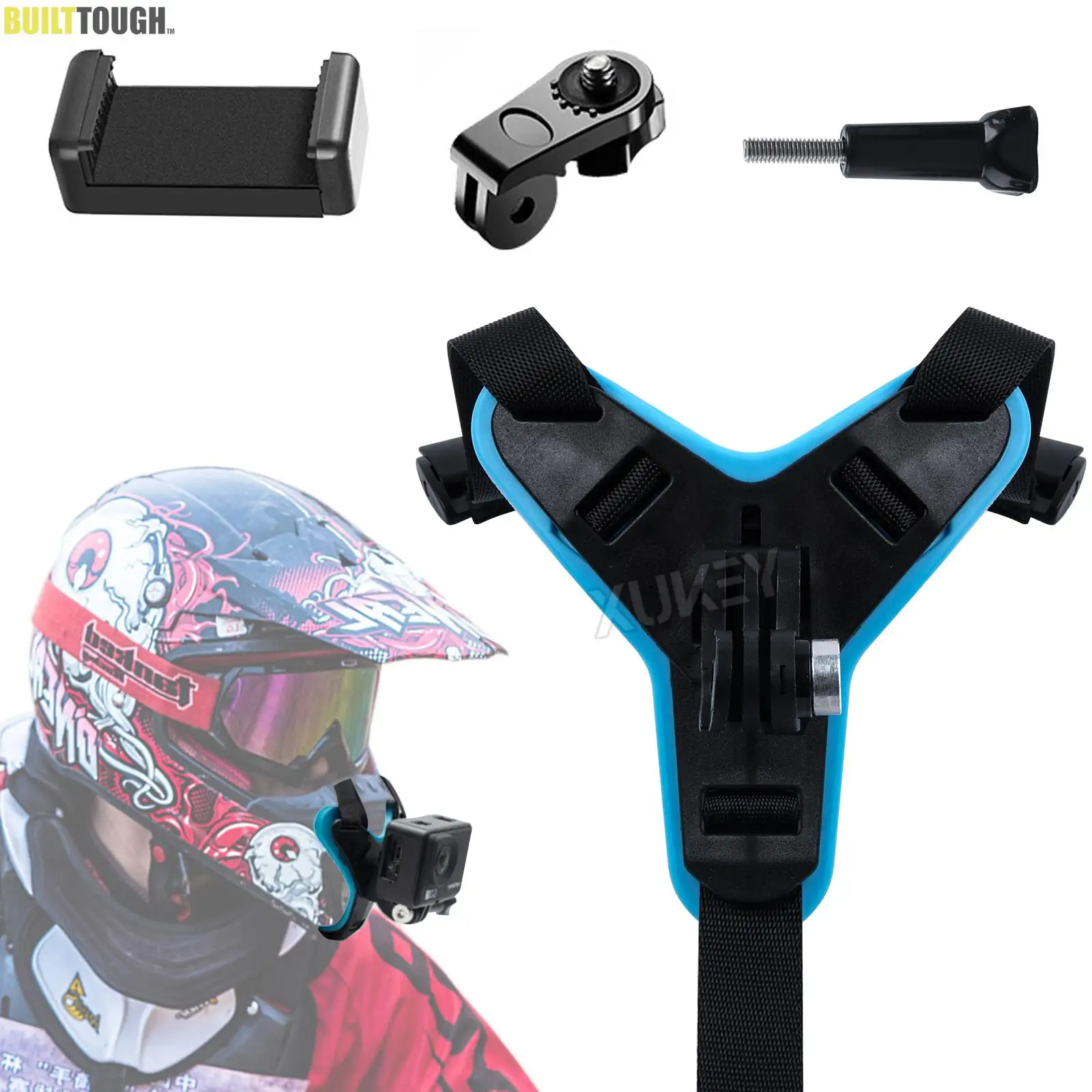 Universal Motorcycle Helmet Chin Mount Bracket Holder Strap Stand For ...
