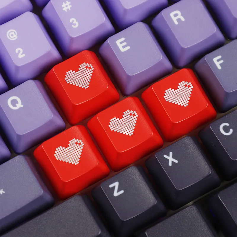 Red-Pixel-Heart-Keycaps-Set-Of-Esc-Enter-WASD-Arrow-Key-Caps-For ...