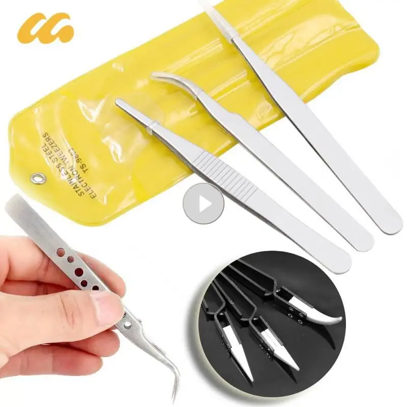 Industrial-Tweezers-Electronics-Anti-static-Curved-Straight-Tip ...