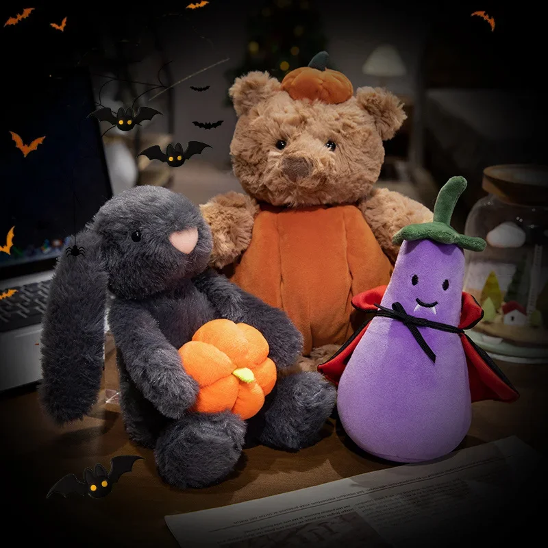 1pc-Cute-Black-Rabbit-Hold-Pumpkin-Plush-Toys-Soft-Pumpkin-Bear ...