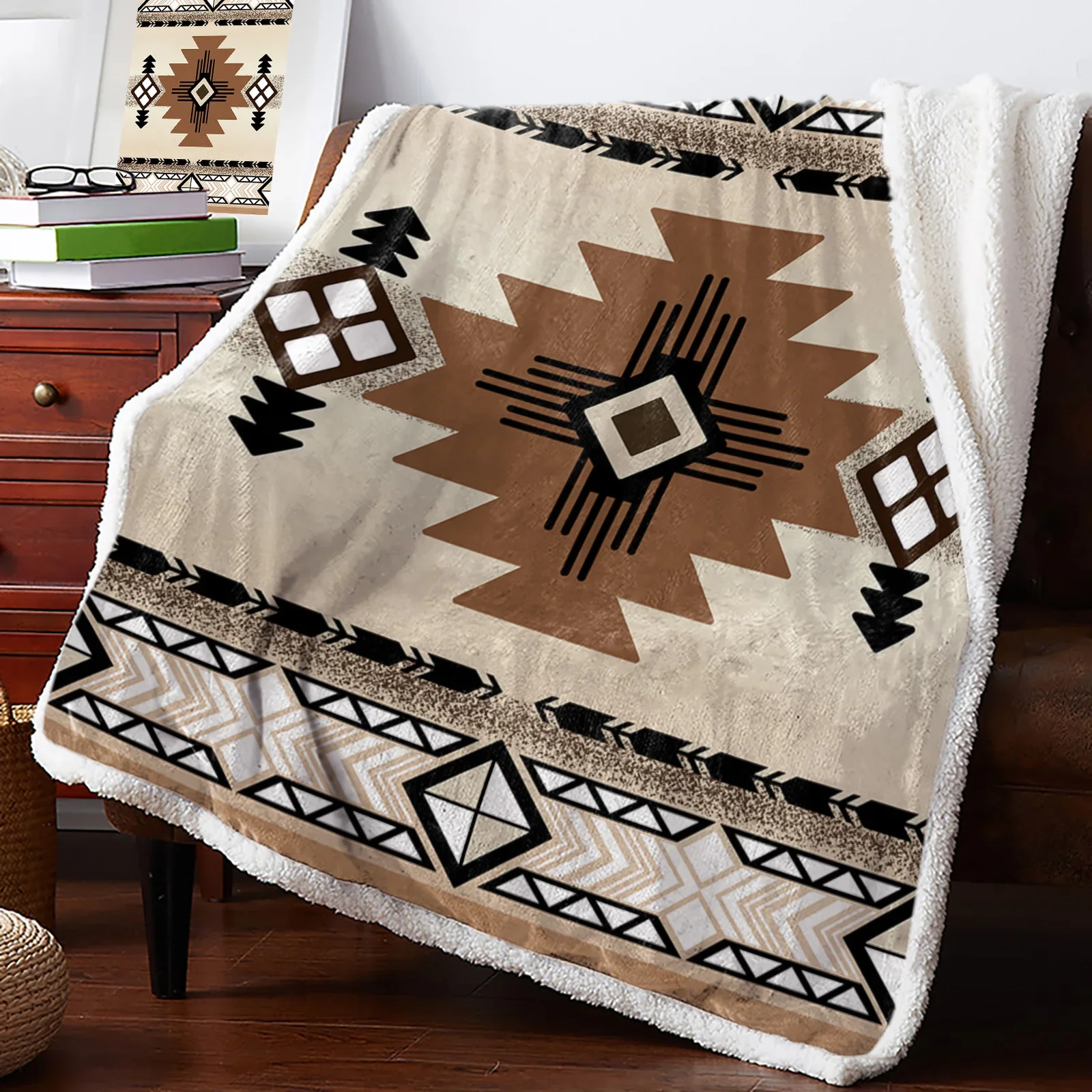 Indian-Geometry-Graphics-Blankets-Winter-Warm-Cashmere-Blanket-Office ...