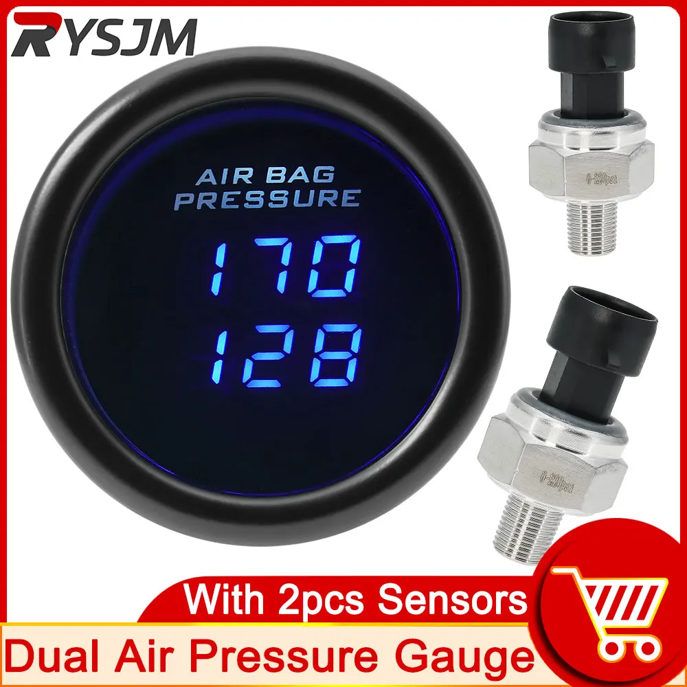 Universal-LCD-Dual-Pressure-52mm-Air-Pressure-Gauge-PSI-Air-Suspension ...