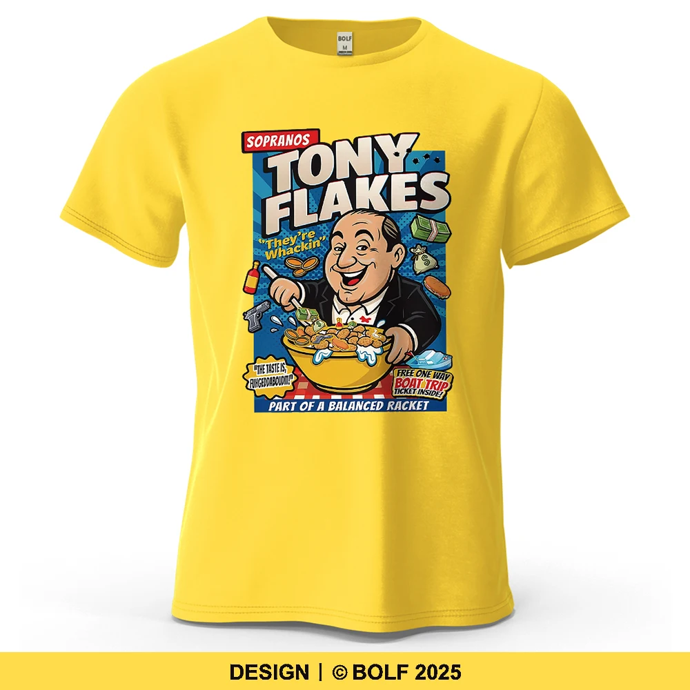 Sopranos TONY FLAKES Printed Men's T-Shirt 100% Cotton Oversized ...