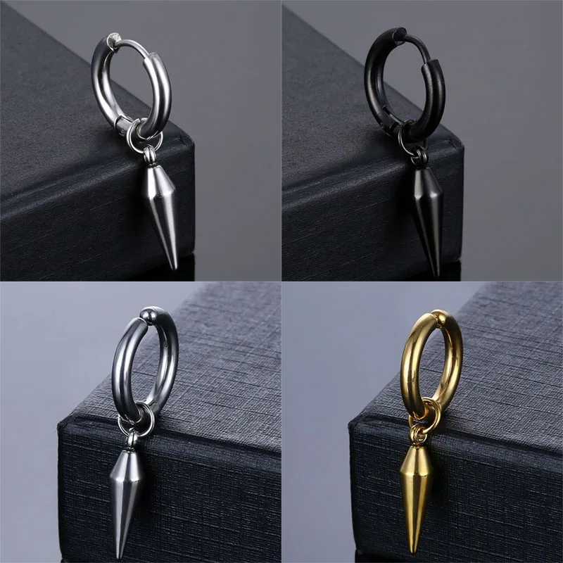 Hip-Hop-Punk-Taper-Stainless-Steel-Earring-Trendy-Simple-Geometric ...