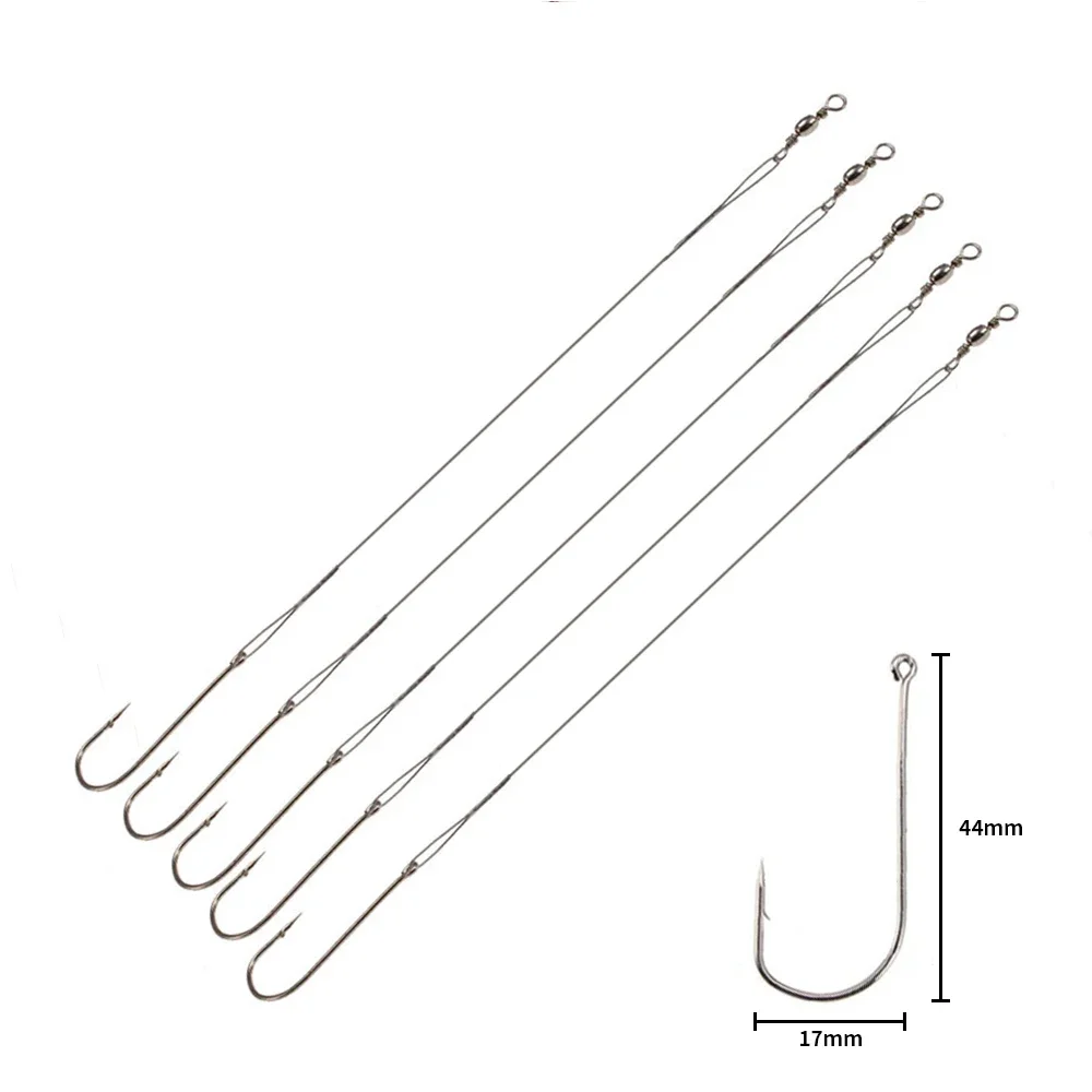20pcs-21cm-Steel-Wire-Leader-Fishing-Line-Rig-With-Hook-Swivel-Leadcore ...