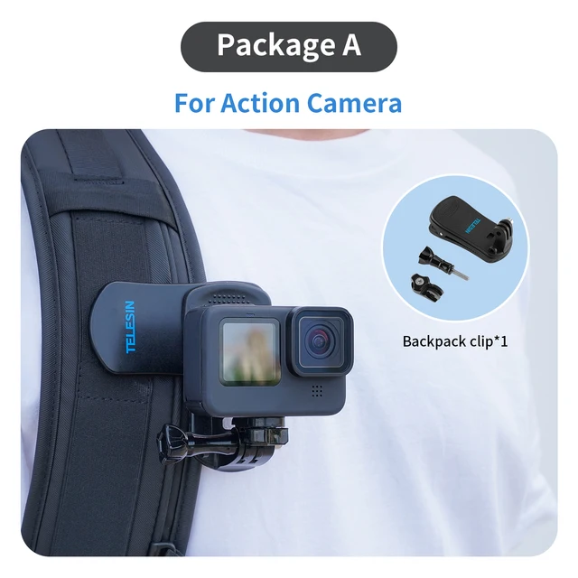 TELESIN 360 Degree Rotation Backpack Clip Clamp Mount for GoPro Hero 11 ...