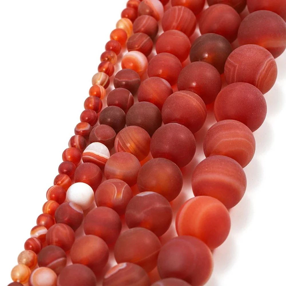 Natural-Stone-Matte-Red-Stripe-Agate-Beads-for-Jewelry-Making-DIY ...
