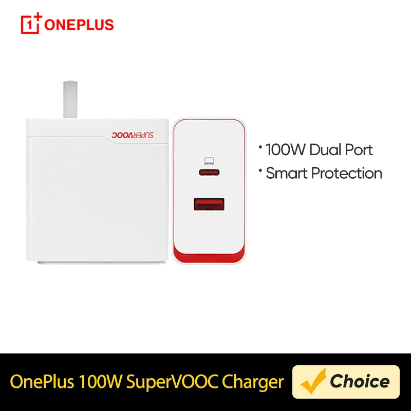 Oneplus 100W Charger Dual Port SuperVOOC USB A USB C Type Fast Charger ...