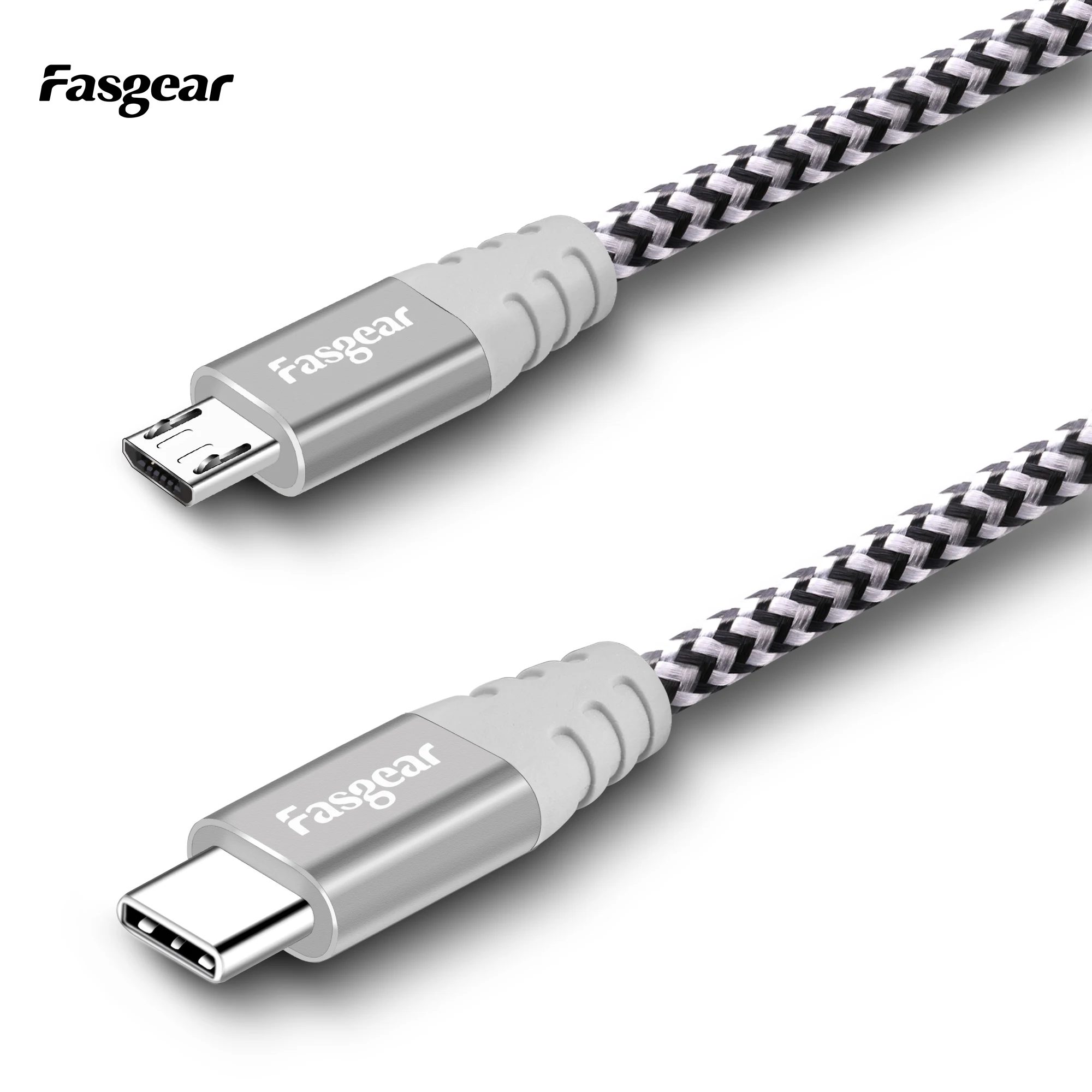Fasgear USB C To Micro USB Cable Nylon Braided Charger 3A USB Cable For ...