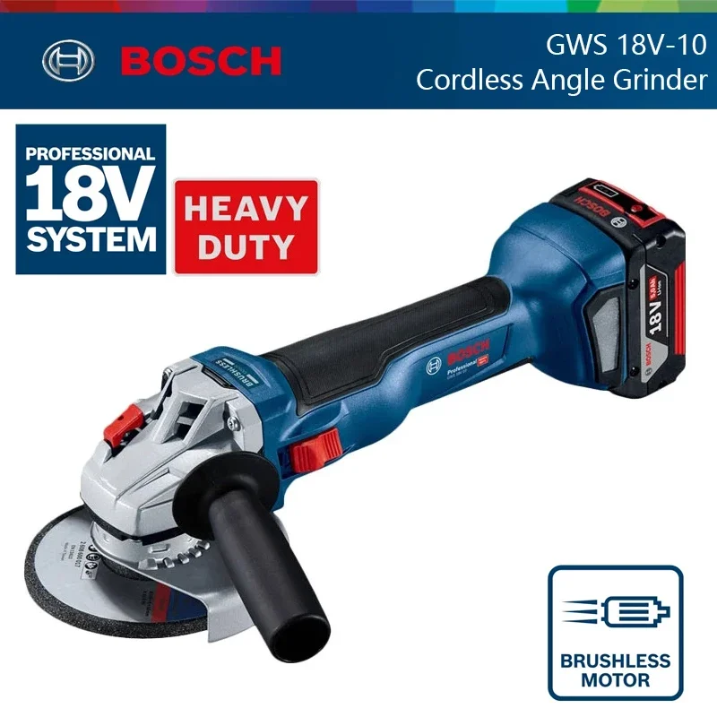 Bosch-125mm-Cordless-Angle-Grinder-GWS-18V-10-Lithium-18V-Brushless-Cutting-Polishing-Machine ...