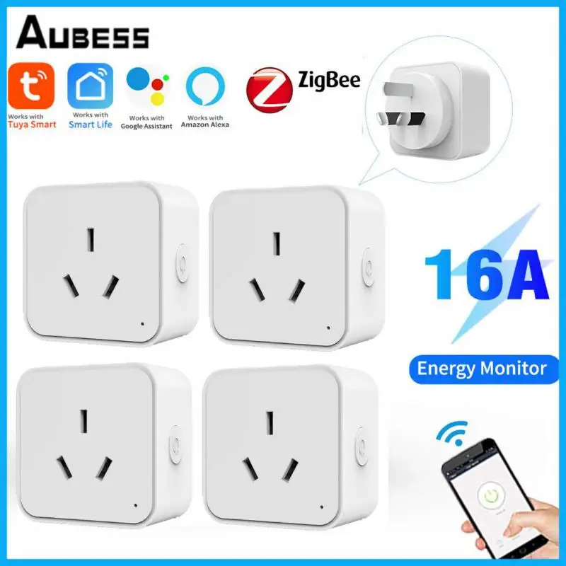 16A Tuya Zigbee Smart Socket Australian Standard Voice Control Mobile Phone Remote Smart Plug ...