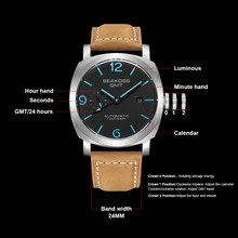 SEAKOSS 100m Diving Men GMT Automatic Mechanical Watches 1963 Seagull ...