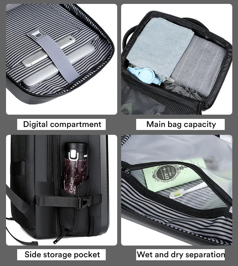 17.3”Hard Shell Backpack Men’s Business Laptop Backpack Thickened 50L ...