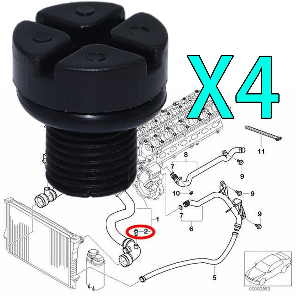 4Pcs-For-MINI-R50-R53-Cabrio-R52-Coolant-Air-Valve-Bolt-Bleeder-Screw ...