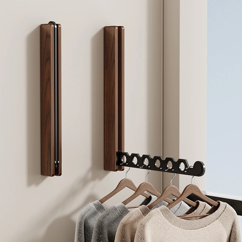 Wood Clothes Hanger Wall Mounted Drying Rack, Collapsible Design, and ...