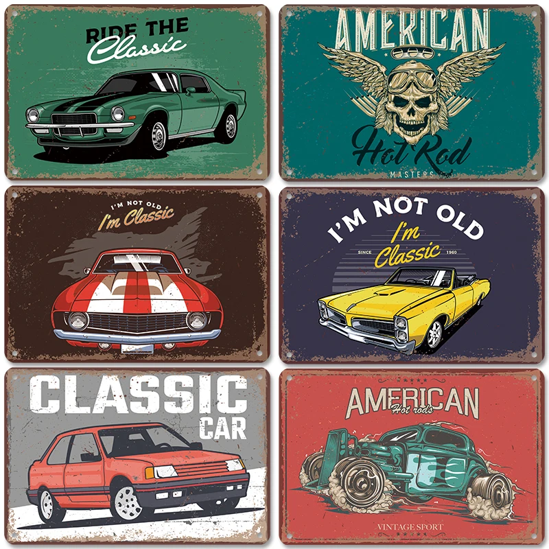 Old-School-Hot-Rod-Riders-Poster-Vinatge-Metal-Tin-Signs-Classic-Car ...
