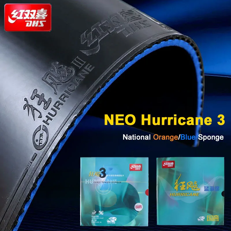 DHS-Neo-Hurricane-3-Goma-de-tenis-de-mesa-esponja-azul-color-naranja ...