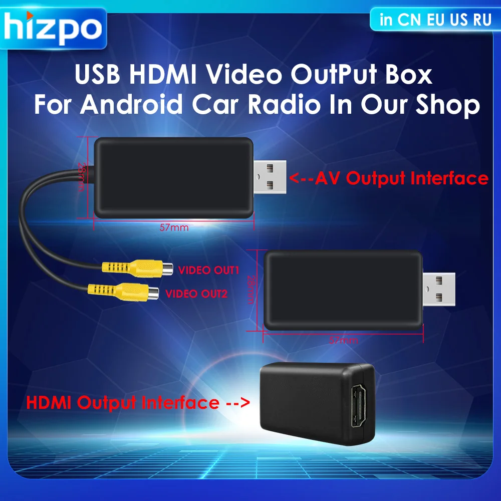 Hizpo USB HDMI Video OutPut Box CVBS Adapter for Android Car Radio ...