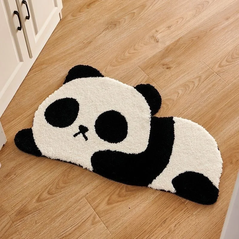 Panda Shaped Flocking Bath Mat Floor Mat Thick Water Absorbent Non-slip ...