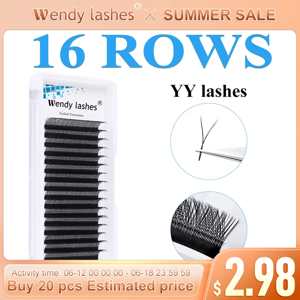 16 Rows Yy Shape Eyelashes Extensions Two Tip Lashes C/d Curl Hand ...
