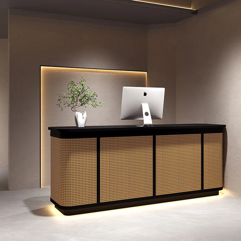 Restaurant Counter Reception Desks Wooden Podium Checkout Reception ...