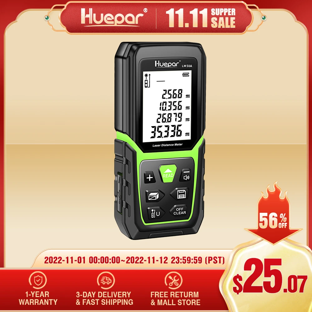 Laser Rangefinder 330Ft/100M(165Ft/ 50M 390Ft/120M)Backlit LCD Laser ...