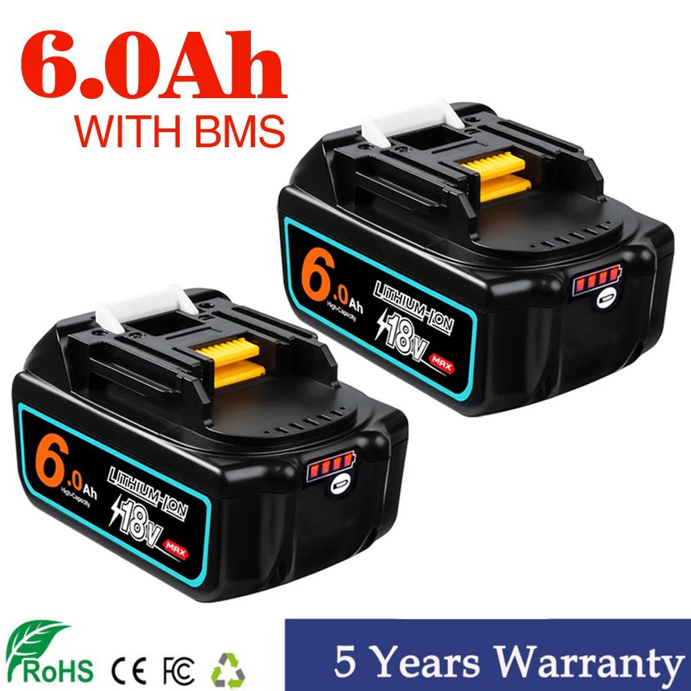 18V-6000mAh-Rechargeable-Lithium-Ion-Battery-With-Battery-indicator-For-Makita-BL1830-BL1840 ...