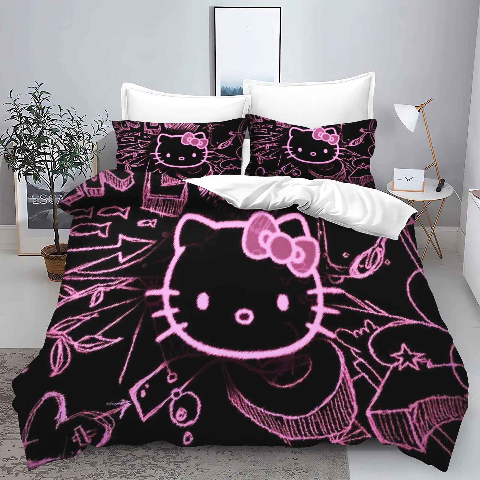 Ol Kitty Cama Colcha Capa Set Decora O Do Quarto Ultra Macio E Confort