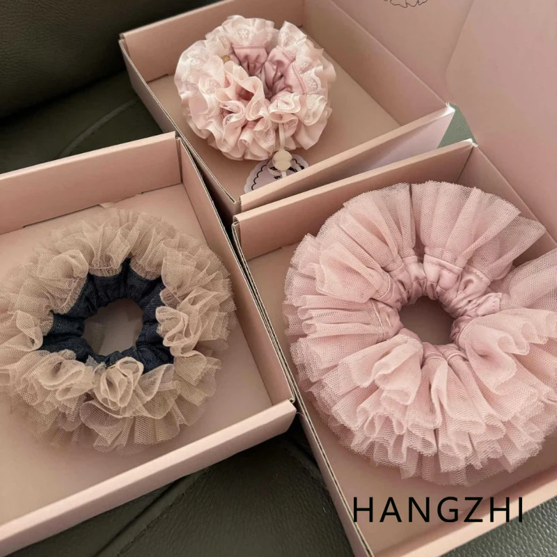 Pink Lace Multi Layers Hair Bands French Elegant Ballet Princess Style ...