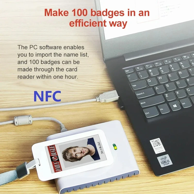 Mobile APP Refresh Electronic Badge Eink Badge No Battery E-Paper ID ...