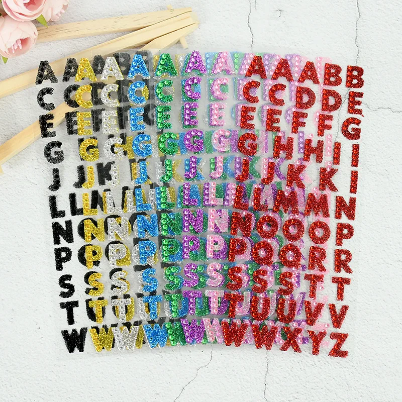 Glitter Alphabet Rhinestone Self Adhesive Scrapbooking Stickers ...