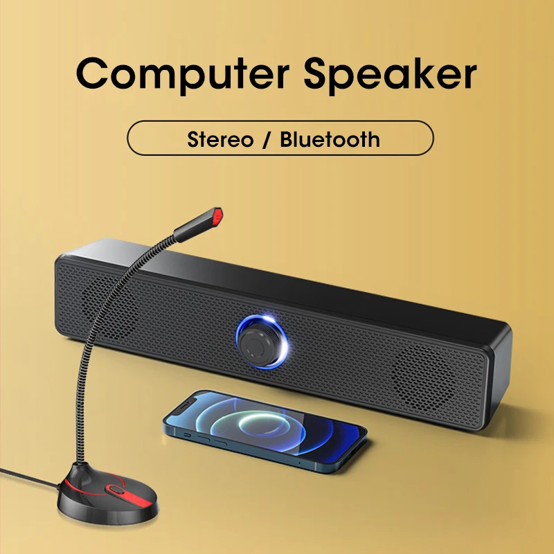 Desktop-PC-Speaker-With-Microphone-Computer-Speakers-Bluetooth-Wired ...