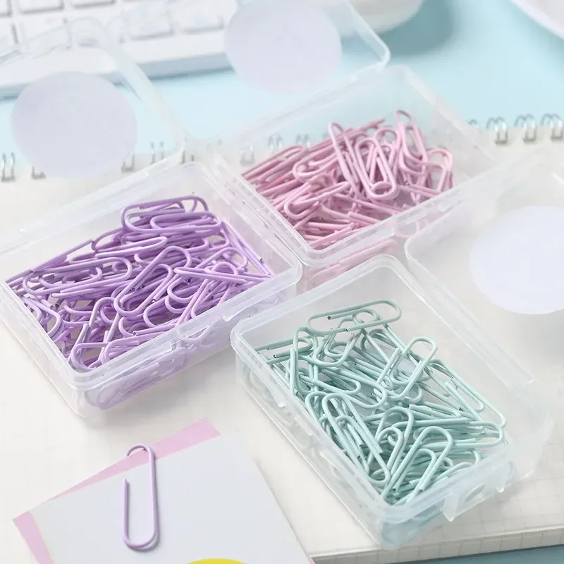 1-Box-Colored-Paper-Clip-Metal-Clips-Memo-Clip-Bookmarks-Stationery ...