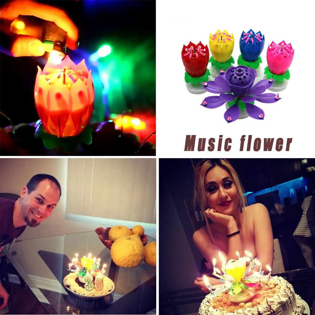 Musical-Lotus-Candle-Creative-Rotating-Musical-Candle-Singing-Birthday ...